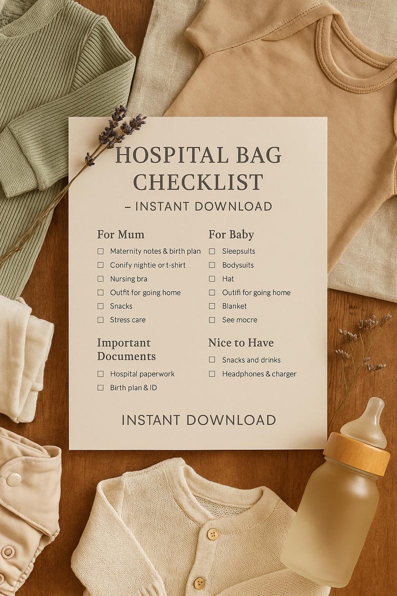 Printable Hospital Bag Checklist | Maternity Packing List for Mum ...