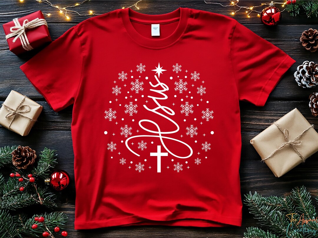 Religious Christmas T-shirt, Christian Christmas Tree Tee, Jesus ...
