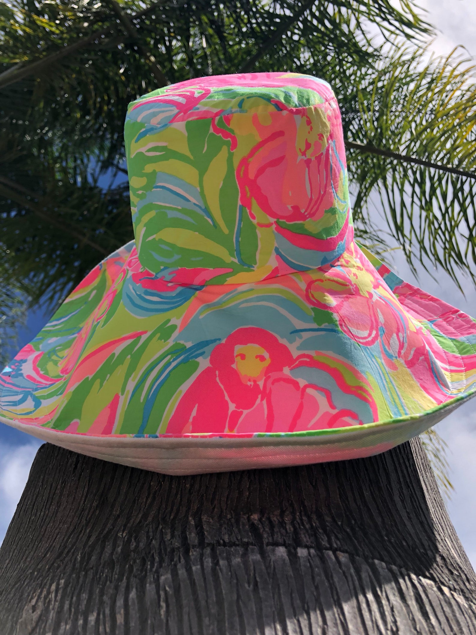 Neon Fashion Wide Brim Hat Floral Sunhat Big Beach Sun Hat - Etsy