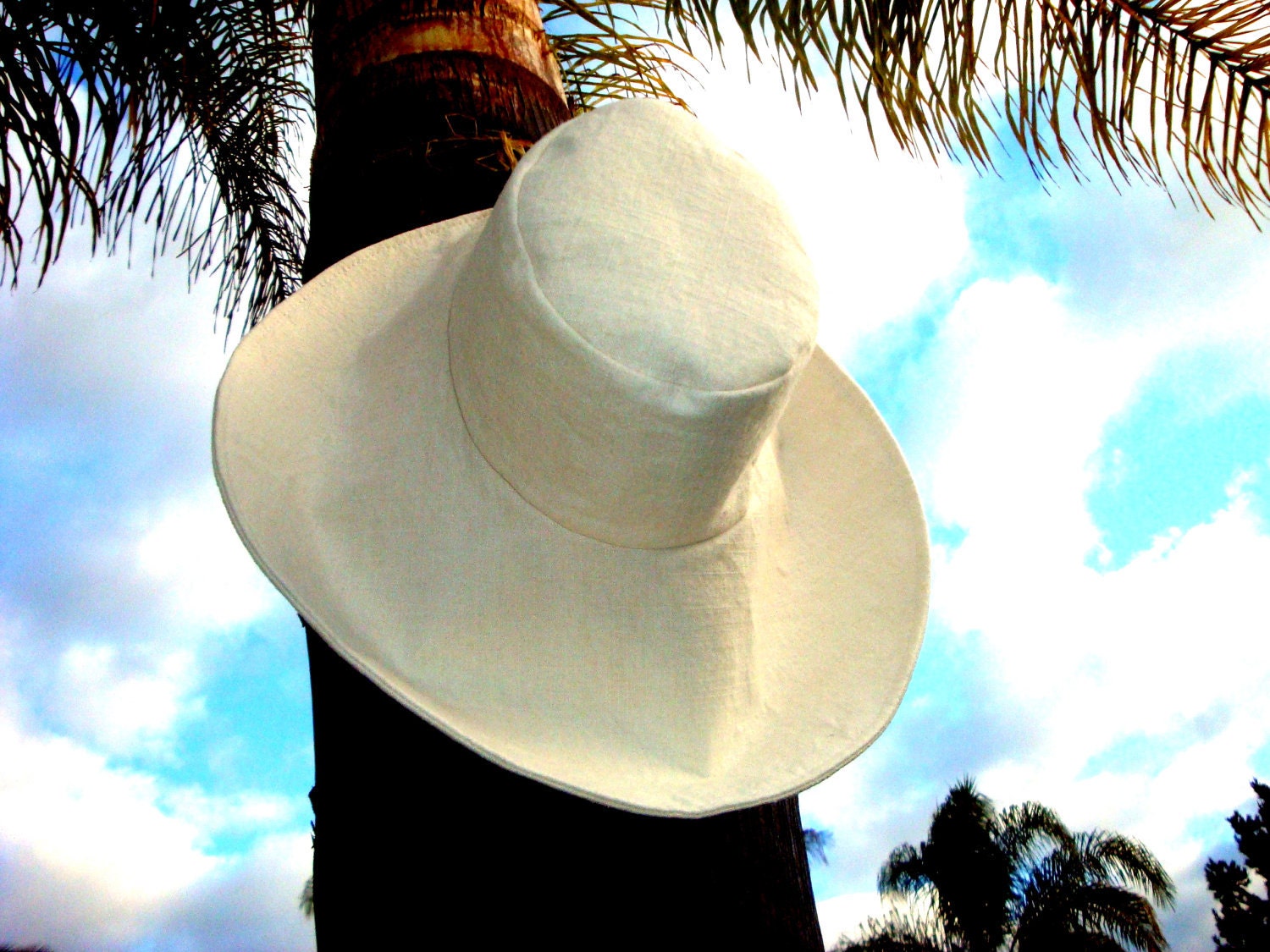 Cream Wide Brim Sun Hat in Linen Elegant Wide Brim Sunhat | Etsy