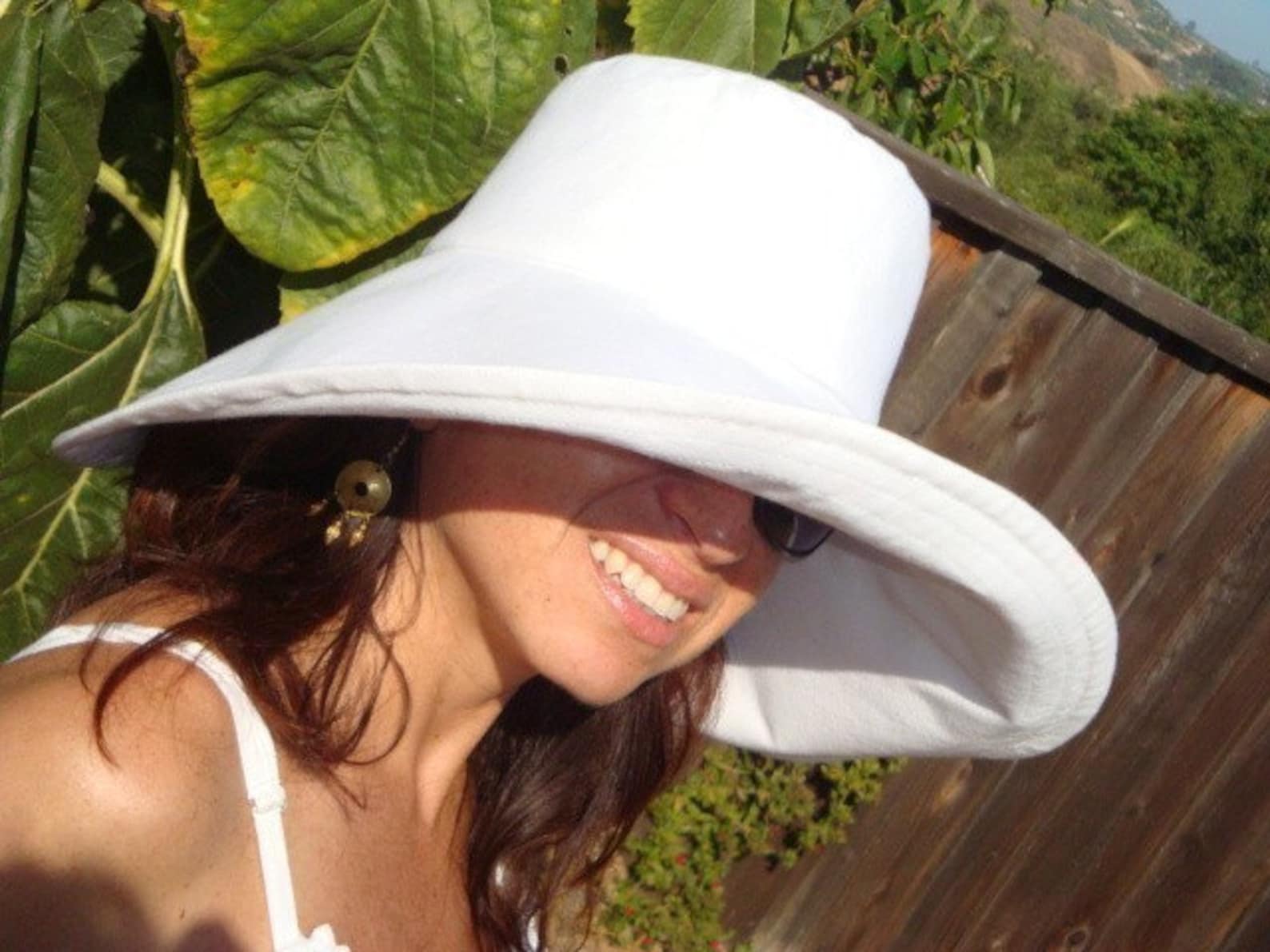 White Wide Brim Sunhat, Womens Hat, Cotton Sunhat, Hat for Small or ...