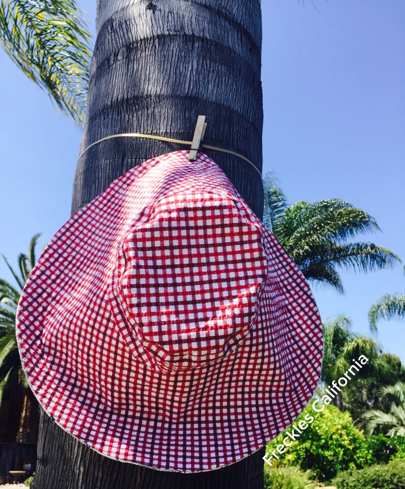 Red Gingham Wide Brim Sunhat CUSTOM Sun Hat Summer Hat Big - Etsy