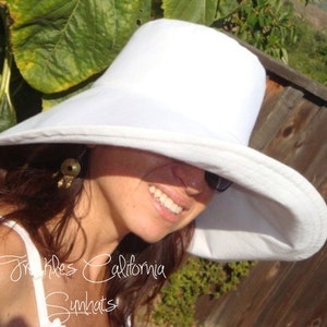 White Wide Brim Sunhat, Womens Hat, Cotton Sunhat, Hat for Small or ...