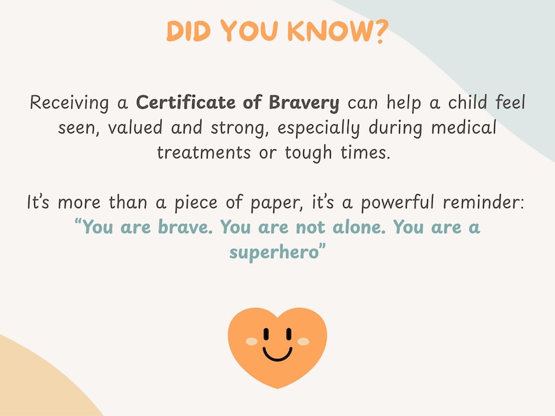 Editable Certificate of Bravery for Kids Printable Award for Illness ...