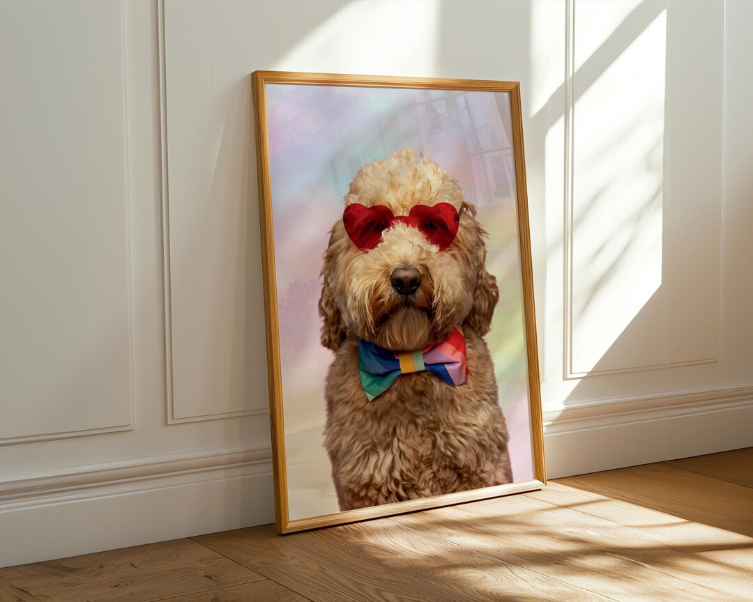 Funny Goldendoodle Puppy Poster Doodle Dog Photo Colorful Pet Lover Art ...