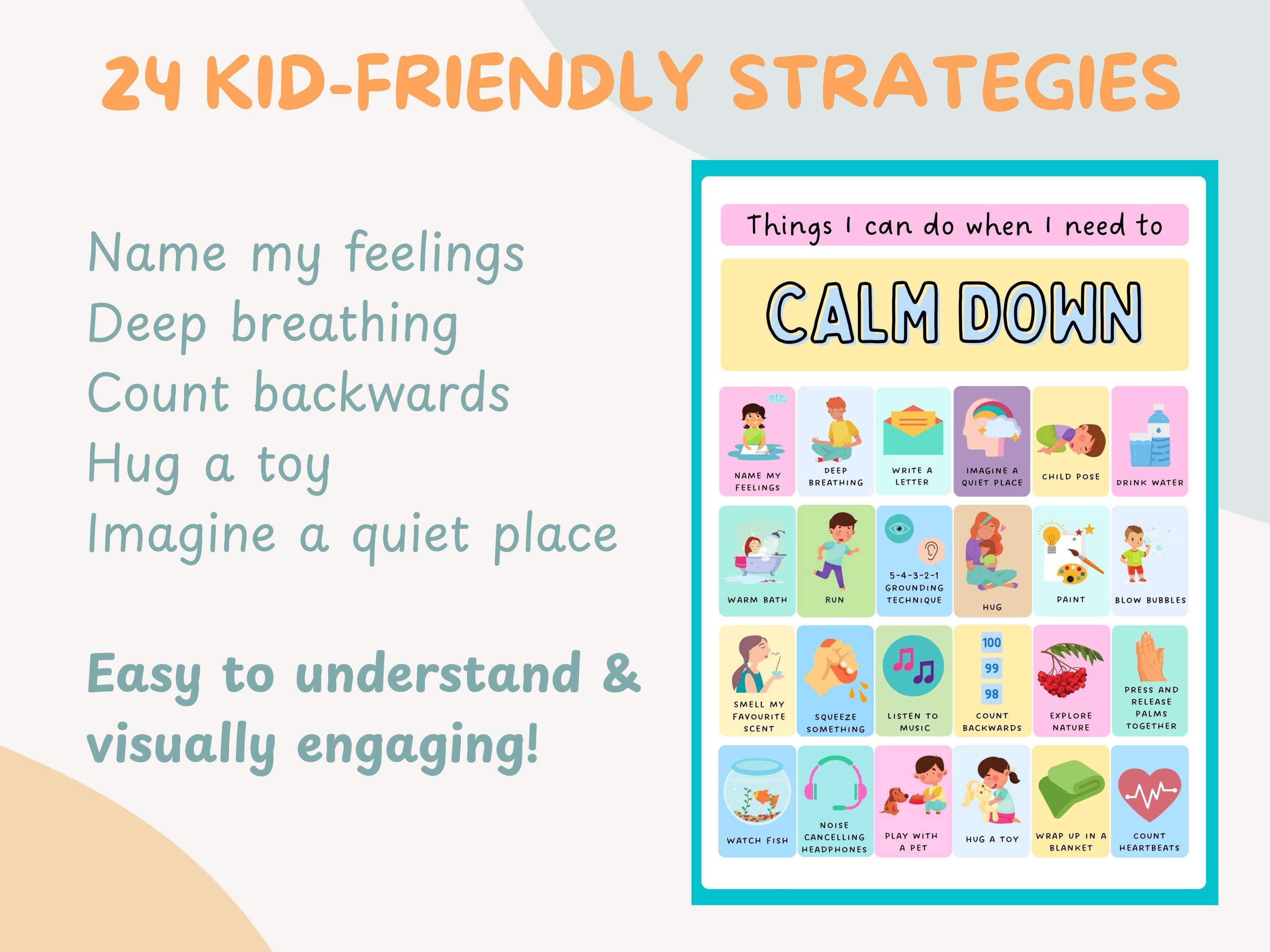 Calming Techniques Poster Kid Toddler Calm Down Strategies Coping ...
