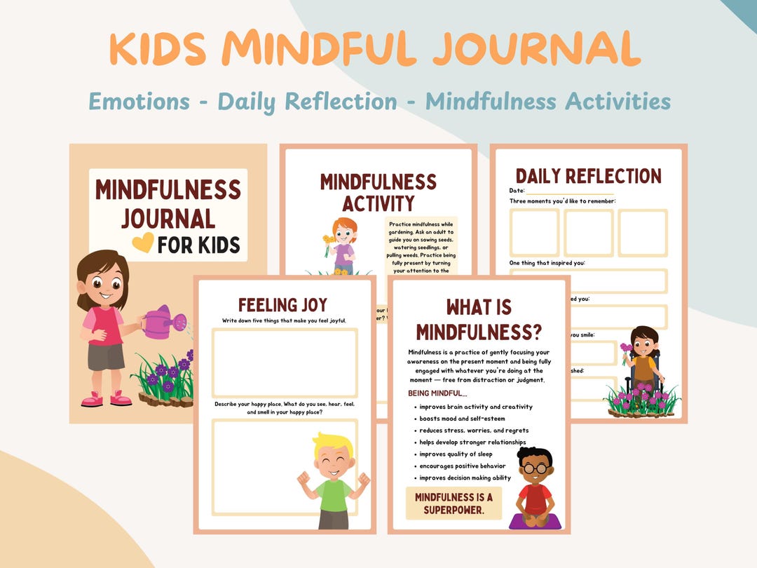 Kids Mindfulness Journal Printable Emotional Awareness Workbook for ...