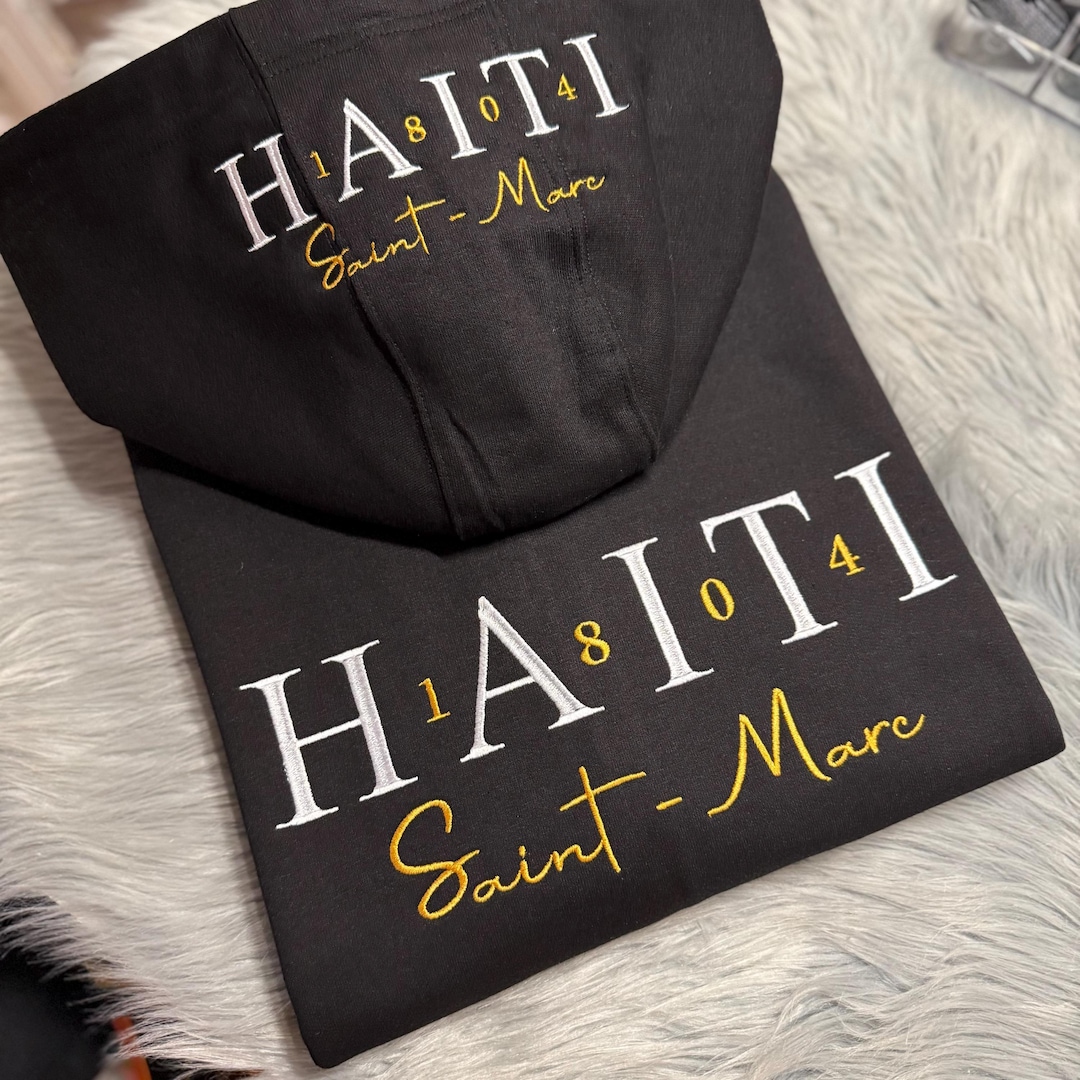 Embroidered Haiti Hoodie: Haitian Pride, Independence Day Gift - Etsy