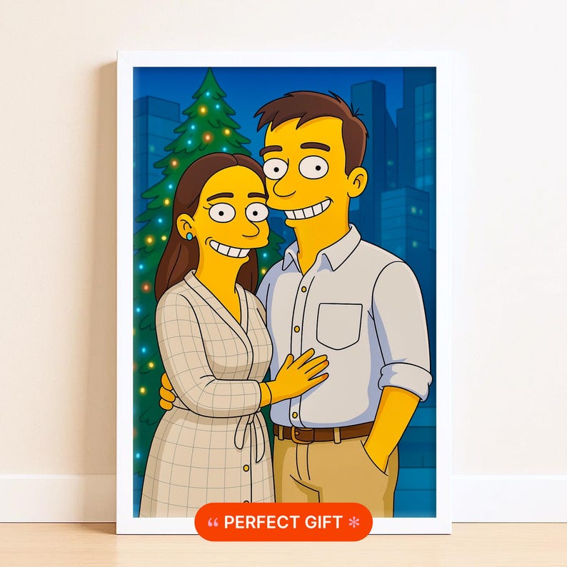 Custom Simpsons Style Christmas Portrait, Personalised X-mas Simpsons ...