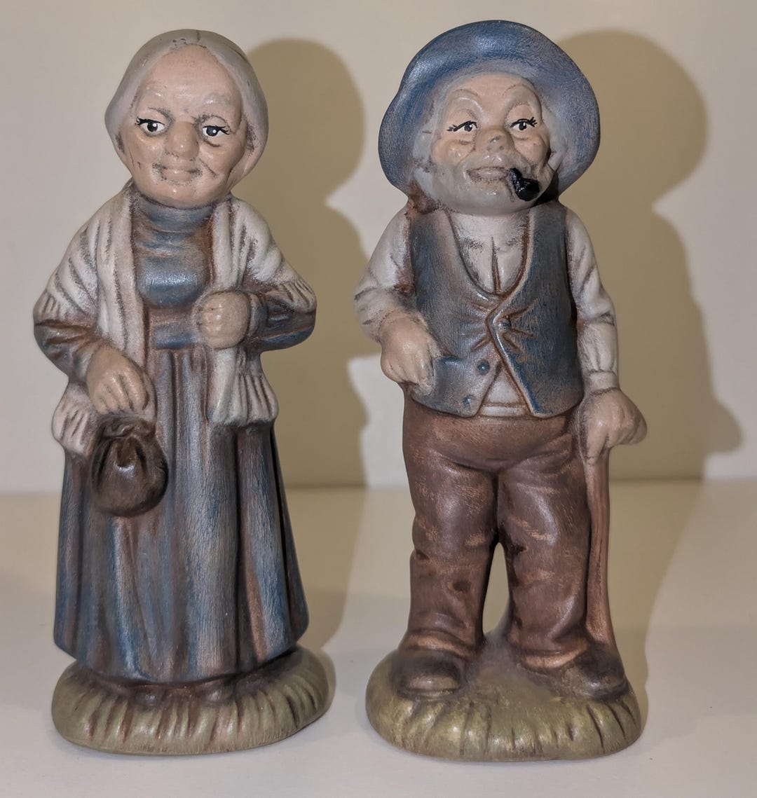 Grandma & Grandpa Ceramic Figurines | Vintage 1960s Old Couple | Statue ...