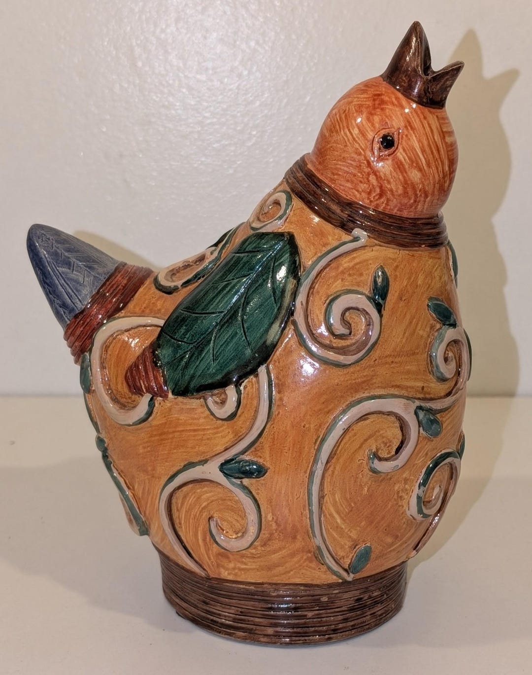 Vintage 80s Singing Bird Figurine Hand-painted Folk Art Boho - Etsy
