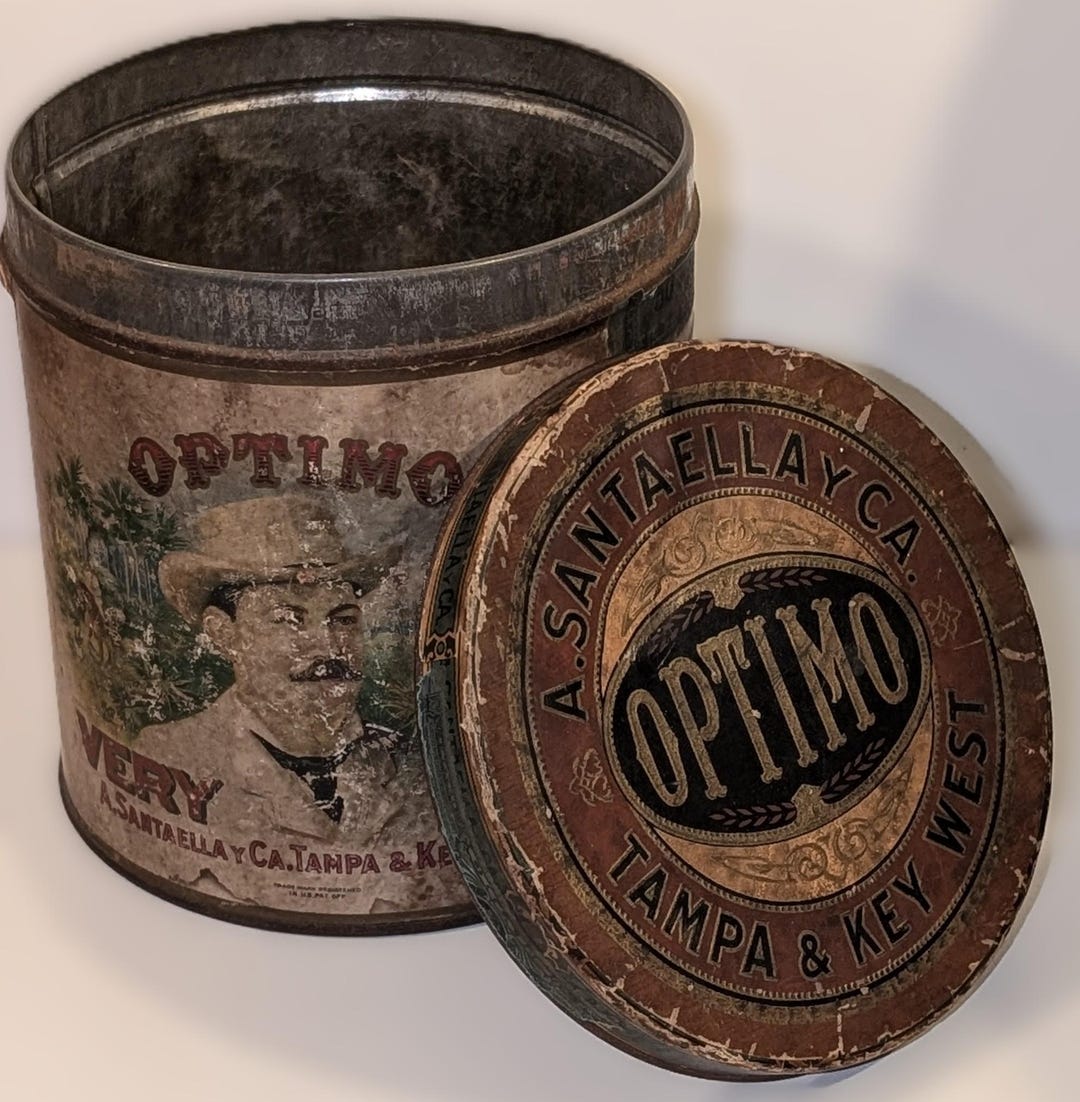 1940s OPTIMO Cigar Tin Paper Label With Tax Stamp | Tobacco Tin | A ...
