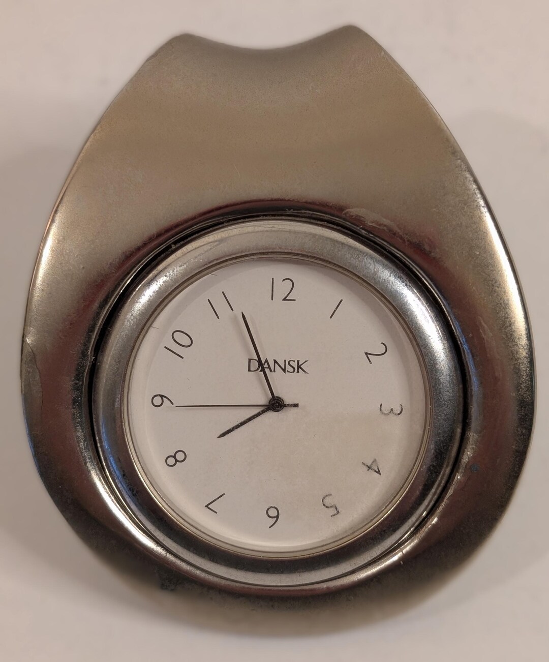 Vintage 90s Dansk Otero Paperweight Desk Clock | Chrome / Silver Plate ...
