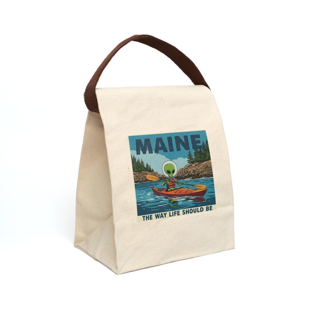 Maine Alien Kayak Lunch Bag, Fun Cooler, Eco-friendly Tote, Unique Gift ...