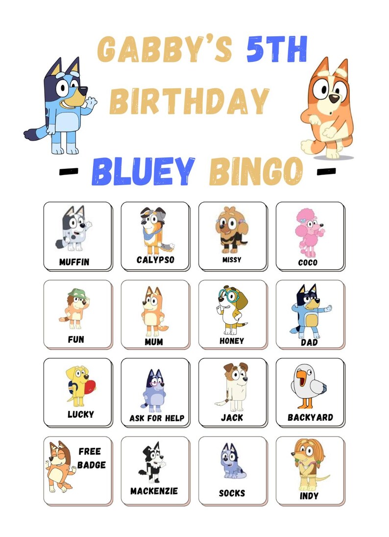 Bluey Bingo Card - Etsy