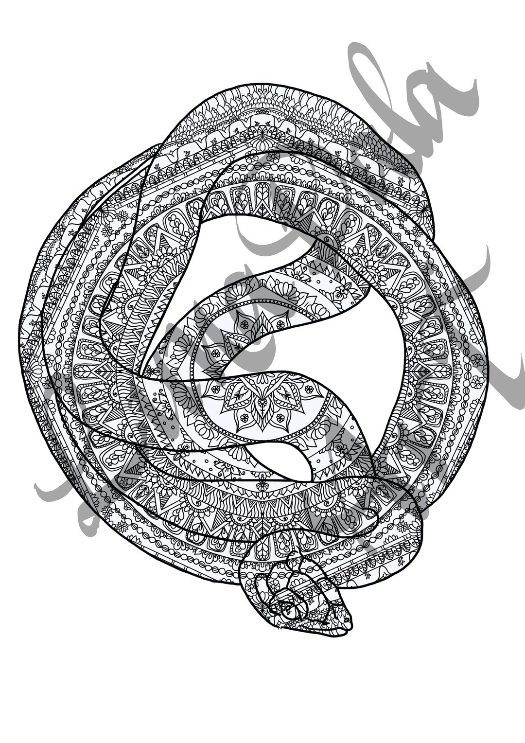 Snake Mandala: Adult Coloring Page for Stress Relief (instant Download ...