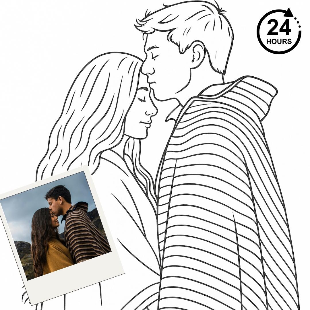 Customizable Fine Line Portrait – to Color or Frame – Made-to-order ...