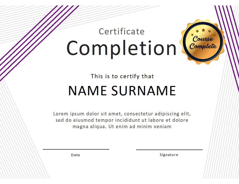 100+ Professional Certificate Templates - Etsy