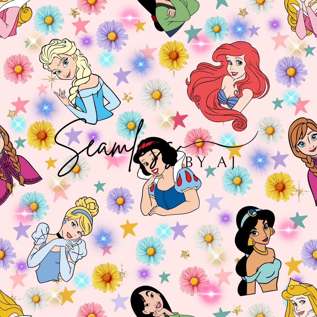 Magical Floral Princesses Seamless, Princess Seamless, Sublimation ...