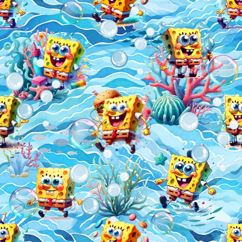 Spongebob Seamless Pattern - Etsy