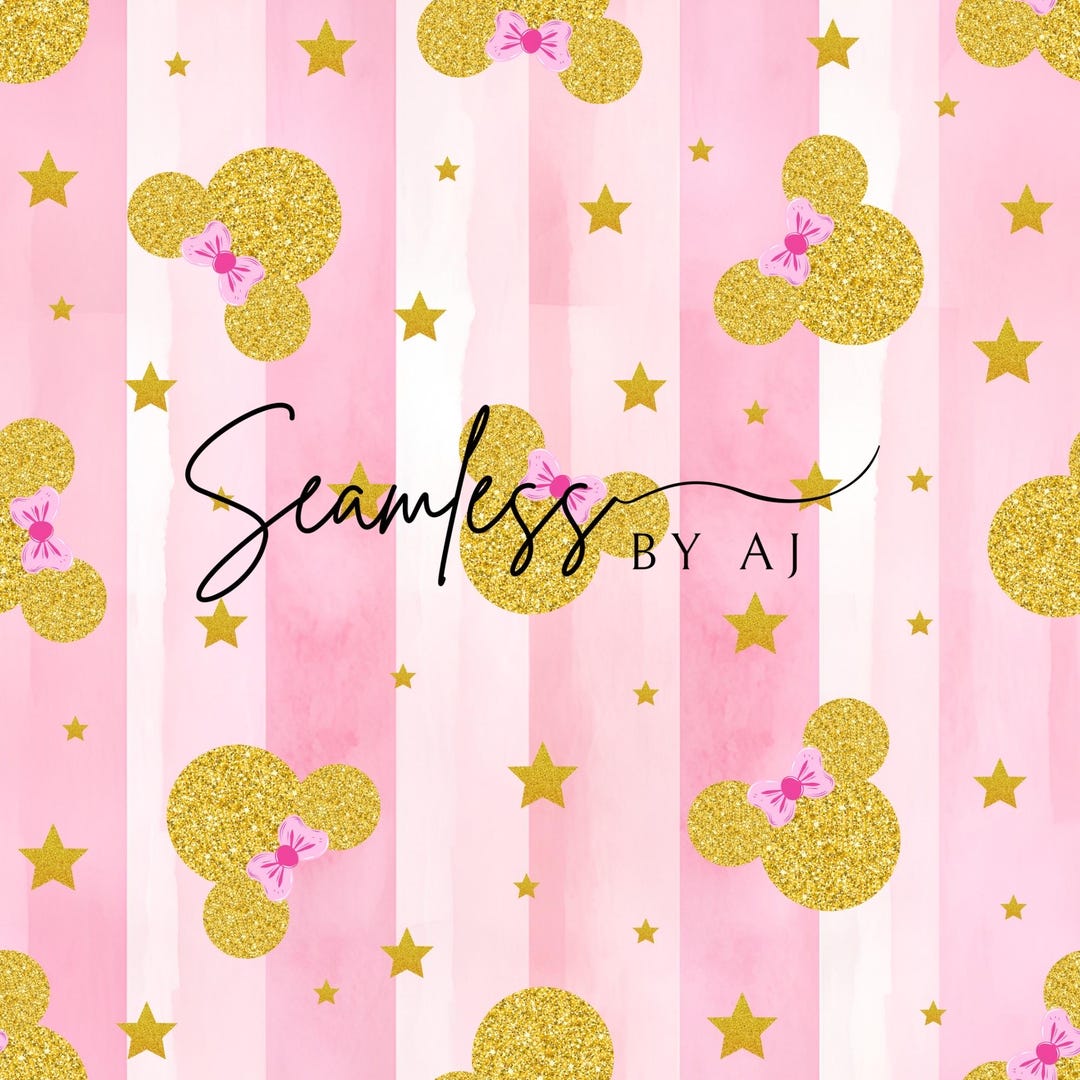 Pink & Gold Magic Mouse Head Pattern: Sublimation Fabric (digital ...