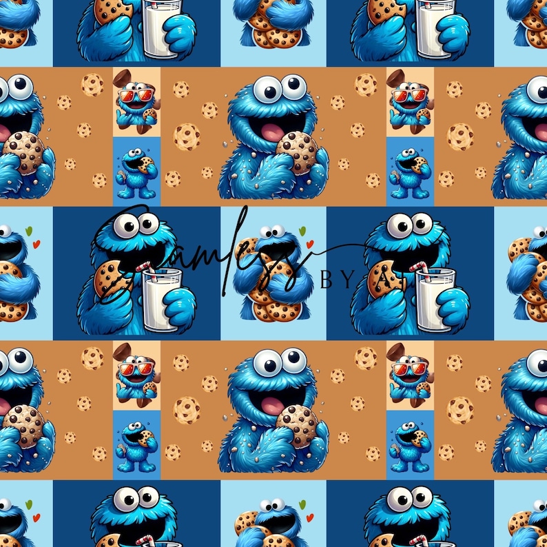 Blocked Monster Seamless, Cookie Pattern, Monster Fabric, Sublimation ...