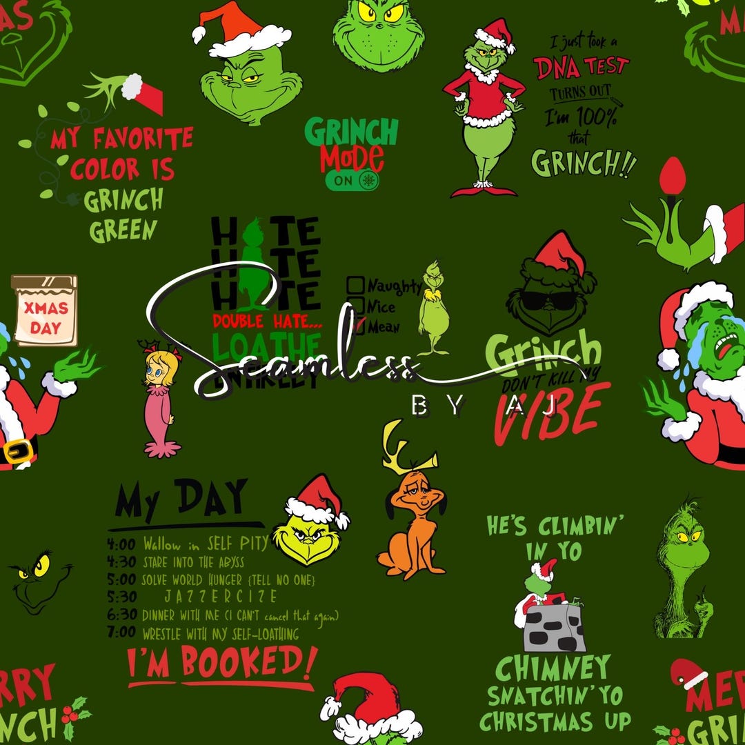 Green Christmas Seamless Pattern, Digital Pattern - Etsy
