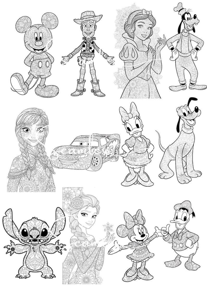 Character Mandala Coloring Pages, Printable Designs (digital Download ...