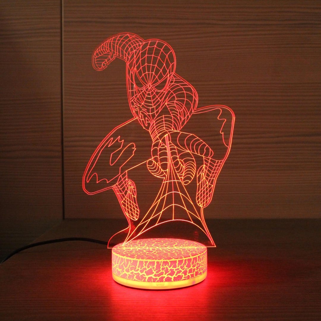 Spiderman Lamp Marvel Avengers Acrylic LED Lamp Spiderman Gift ...