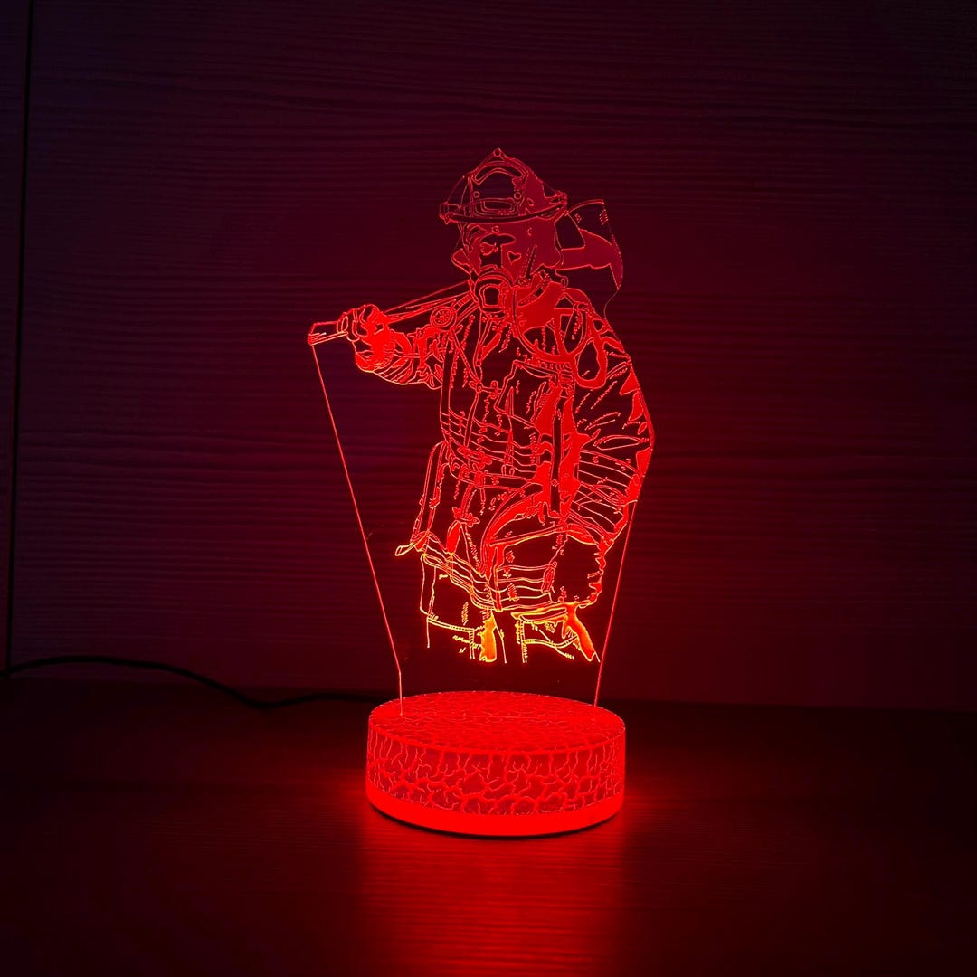 Firefighter Led Lamp Firefighter Light Gift for Firefighter Gift Idea ...