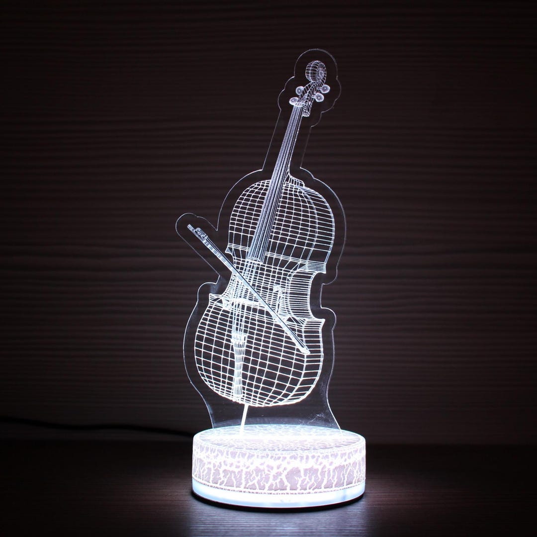 Gift for Cellist Cello Lamp Cello Gift Cello Wall Art 3D Night Lamp ...