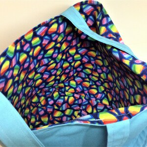 Rainbow Shapes Reusable Shopping Bag, REVERSIBLE, Farmers' Market Bag ...