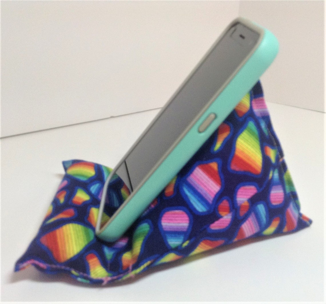 Cell Phone Stand Pillow Rainbow Fabric Mobile Phone Cushion | Etsy