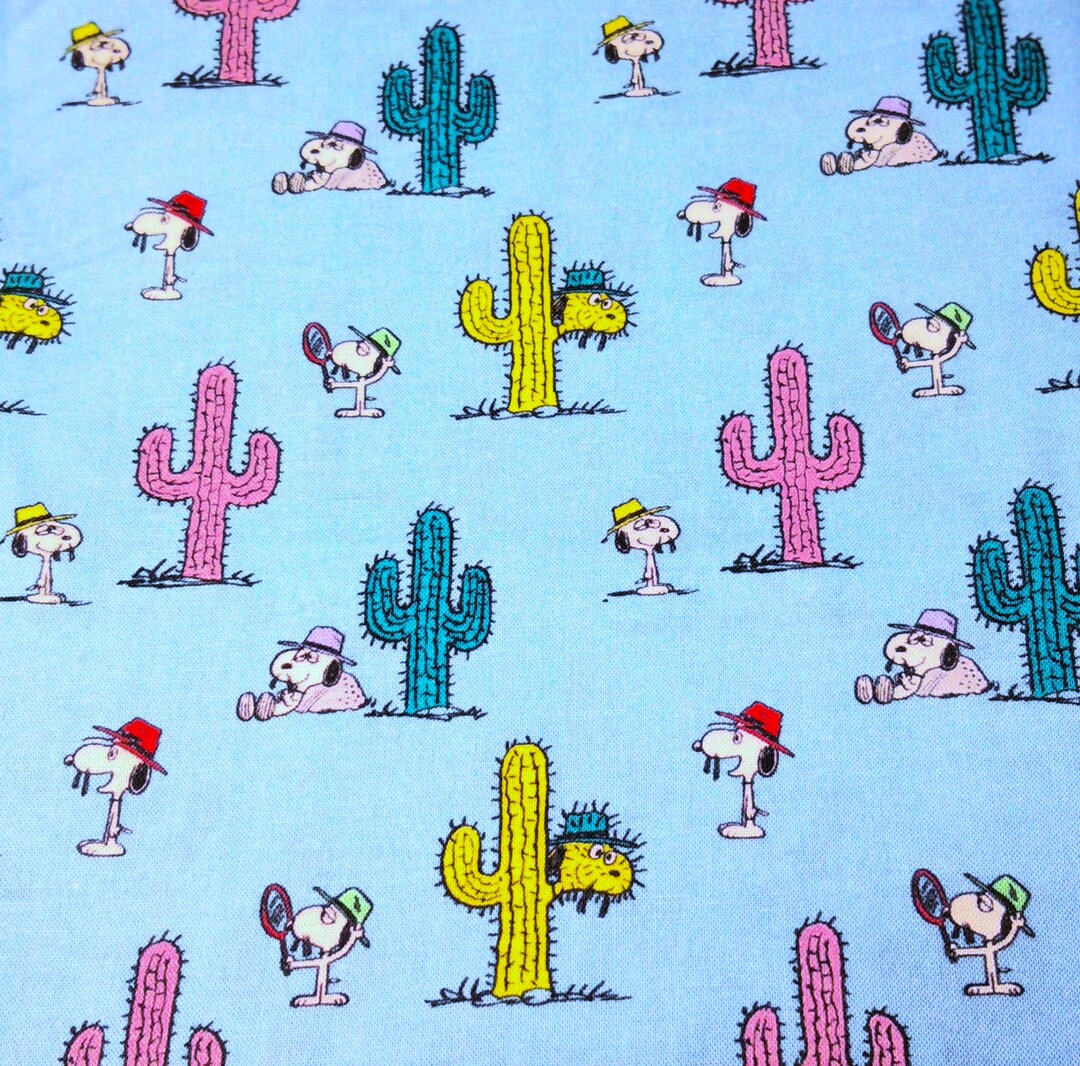 Snoopy Cacti 2-1/3 Yard End of Bolt, 100% Cotton Woven Fabric, Sewing ...