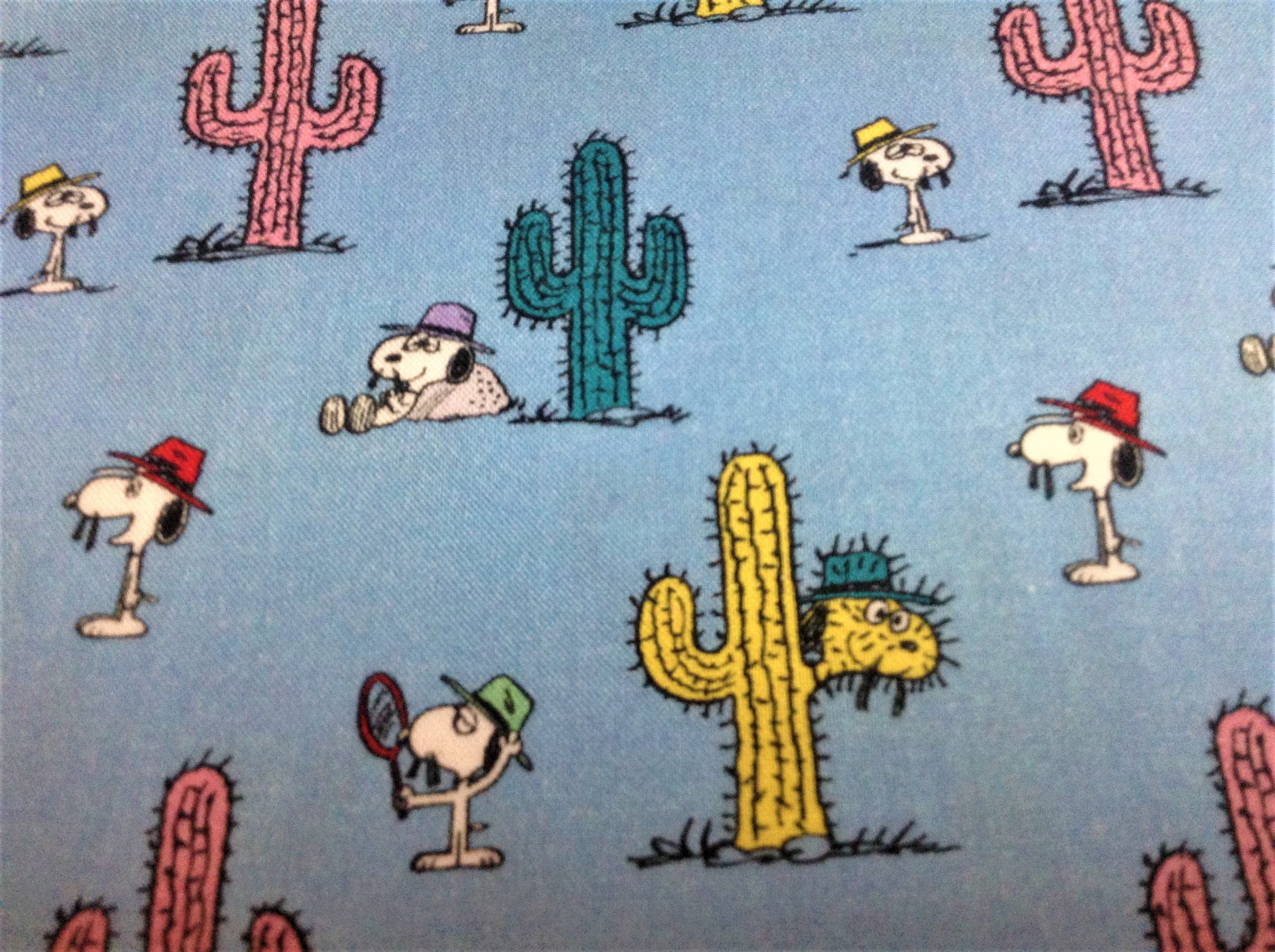 Snoopy and Cactus BTY 100% Cotton Woven Fabric Blue - Etsy