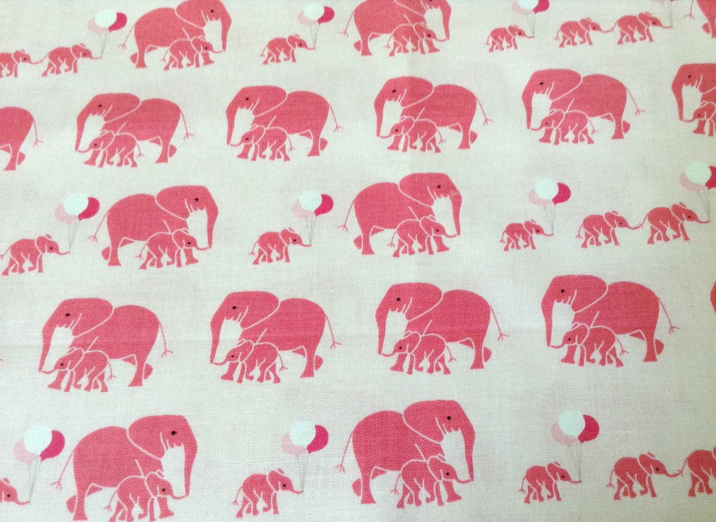 Pink Elephant Print Fabric