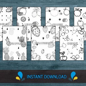 Fruit Coloring Pages for Kids and Adults | Easy Instant Download and ...