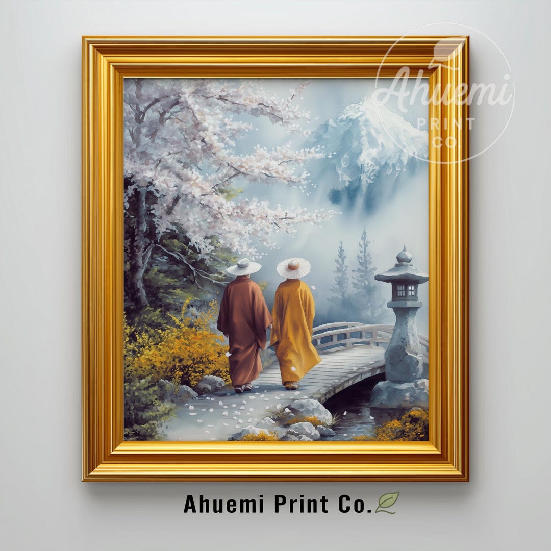 Printable Figures on Garden Path - Serene Japanese Zen Landscape, Fine ...
