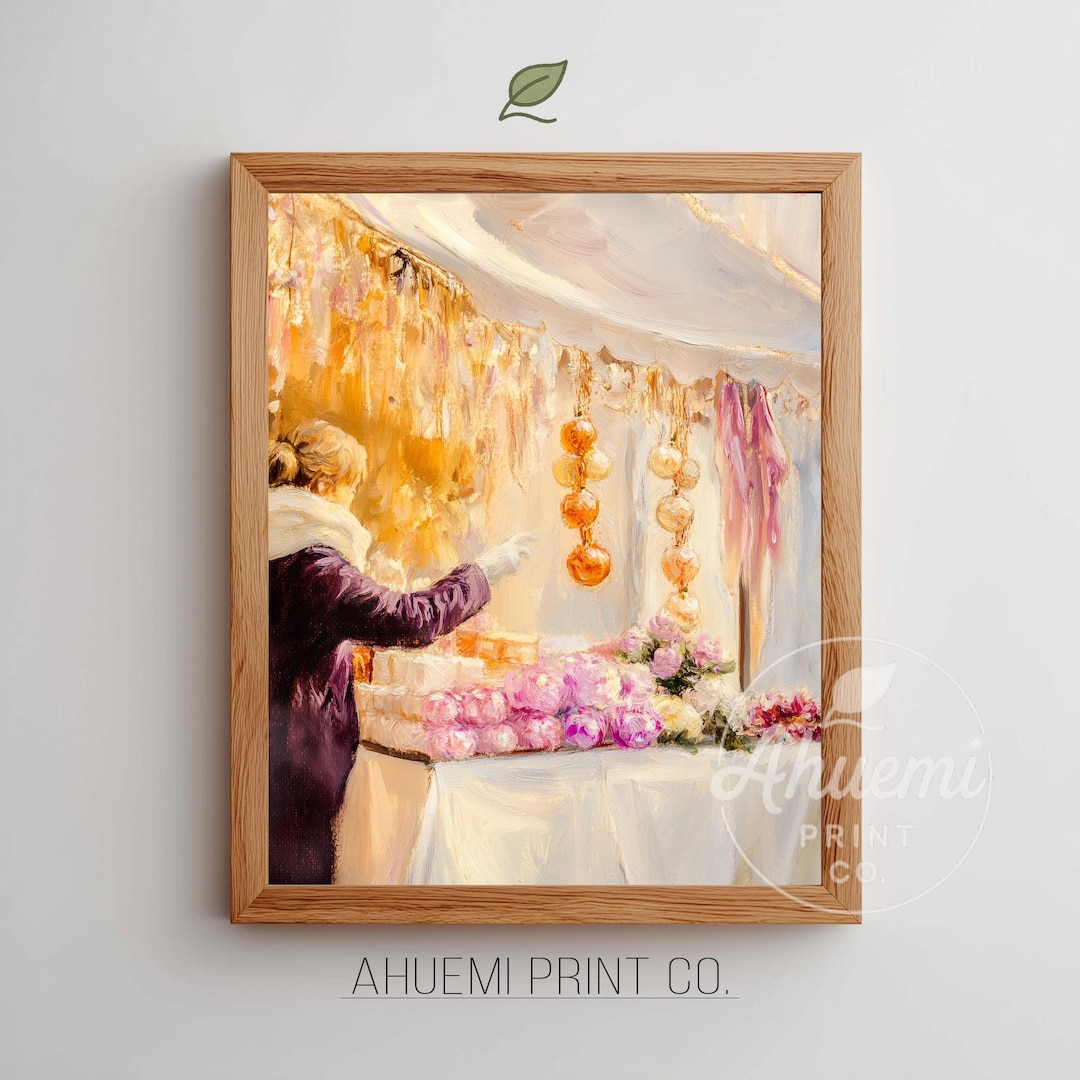 Pink Holiday Market Stall Art Print – Cozy Christmas Decor (digital ...