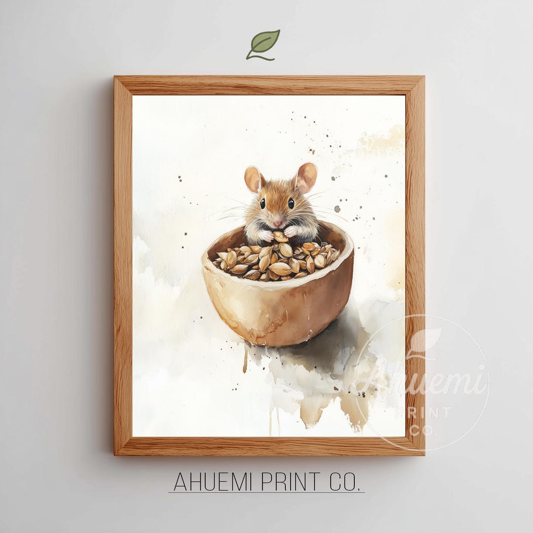 Rustic Mouse in Mitten Painting - Cozy Cottagecore Printable Wall Art ...