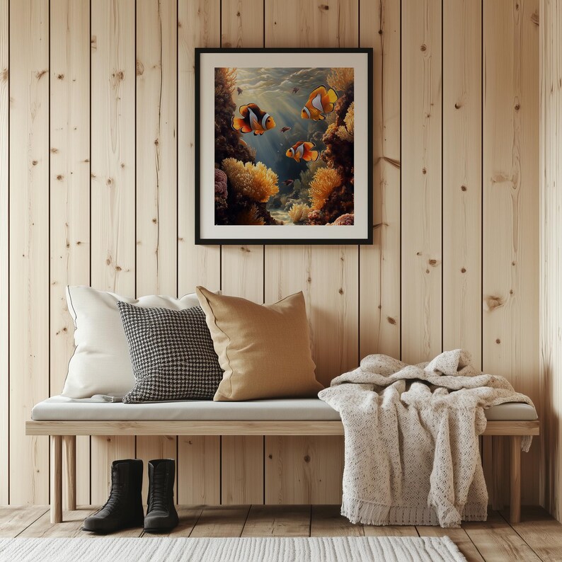 Tranquil Underwater Scene With Clownfish Tropical Coastal Wall Art