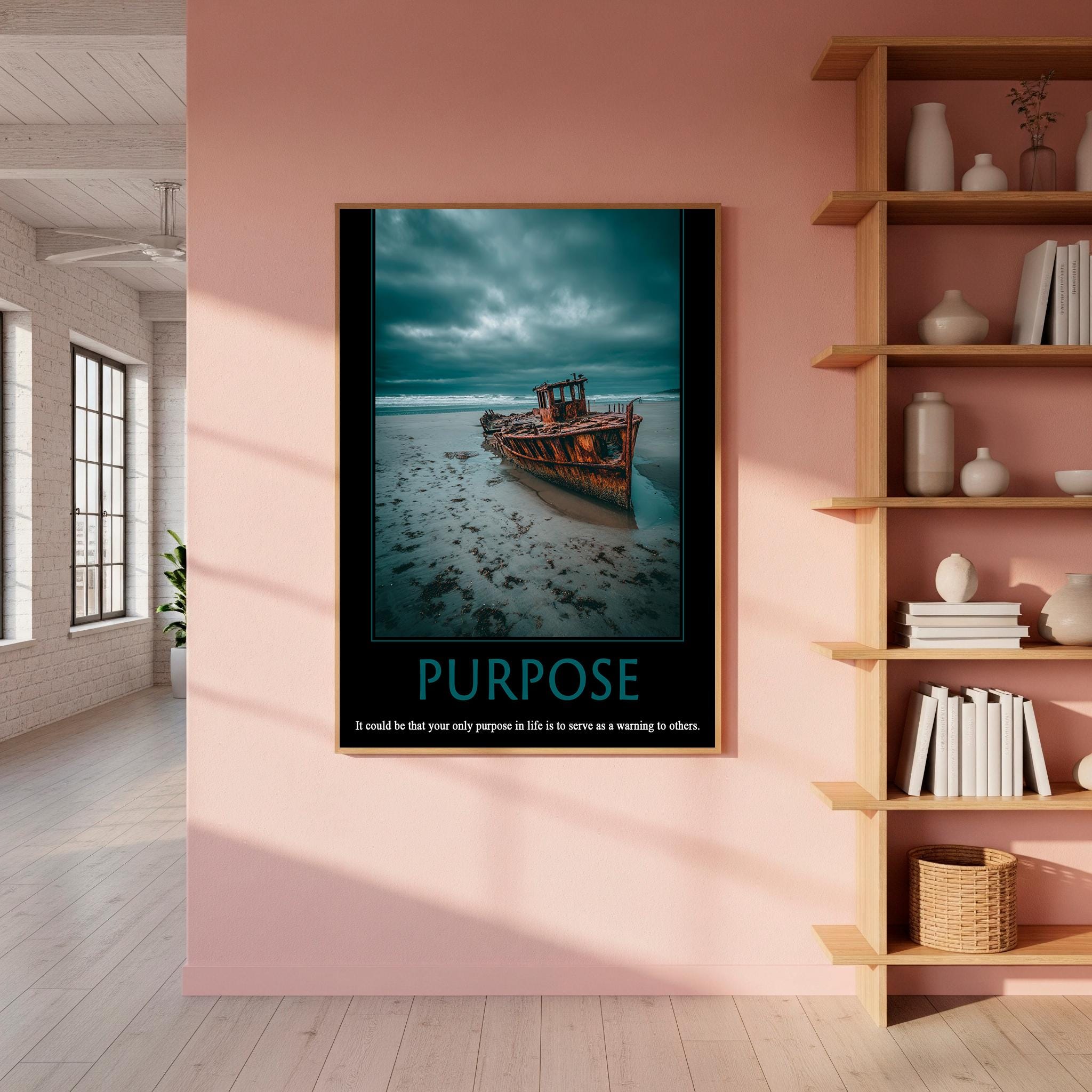 Demotivational Wall Art, Dark Humor Print, Moody Beach Landscape ...