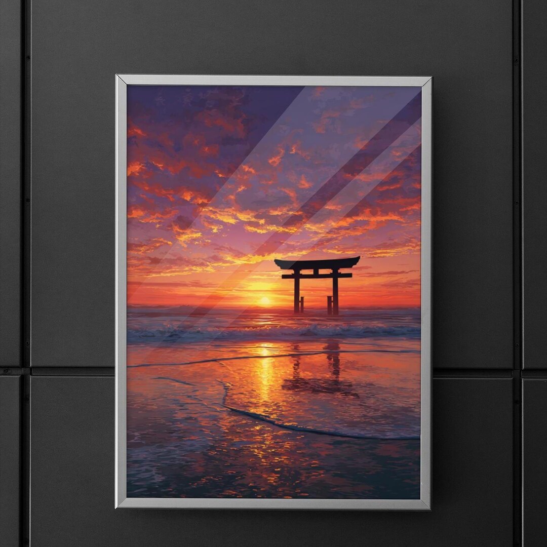 Floating Torii Gate Poster, Itsukushima Shrine Art Print, Japanese ...