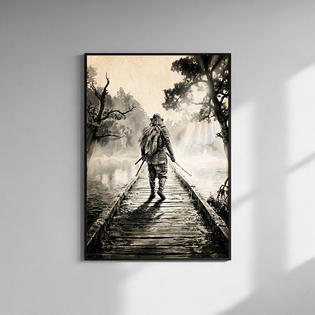 Samurai Warrior Poster Print, Japanese Ink Style Wall Art, Ancient ...