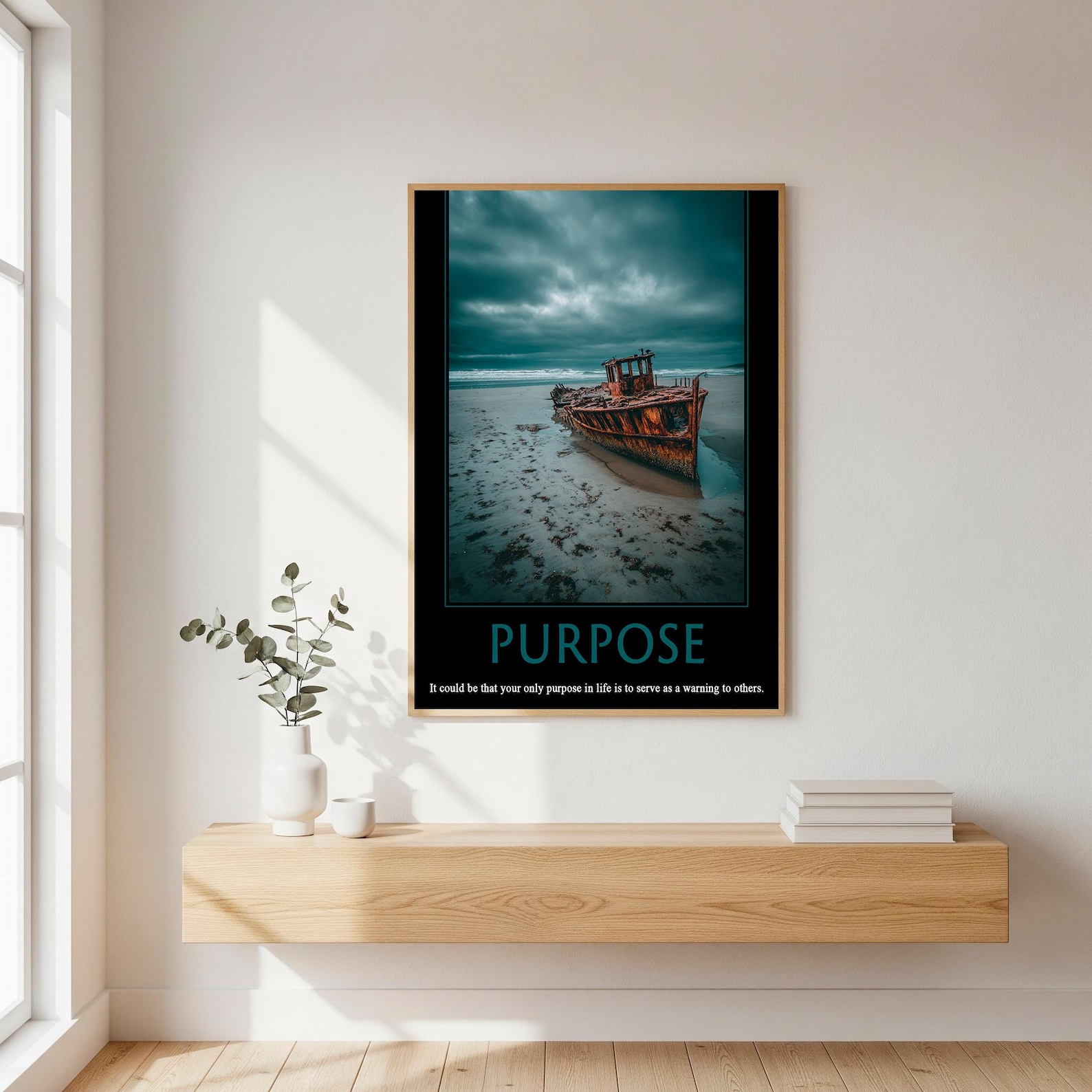 Demotivational Wall Art, Dark Humor Print, Moody Beach Landscape ...