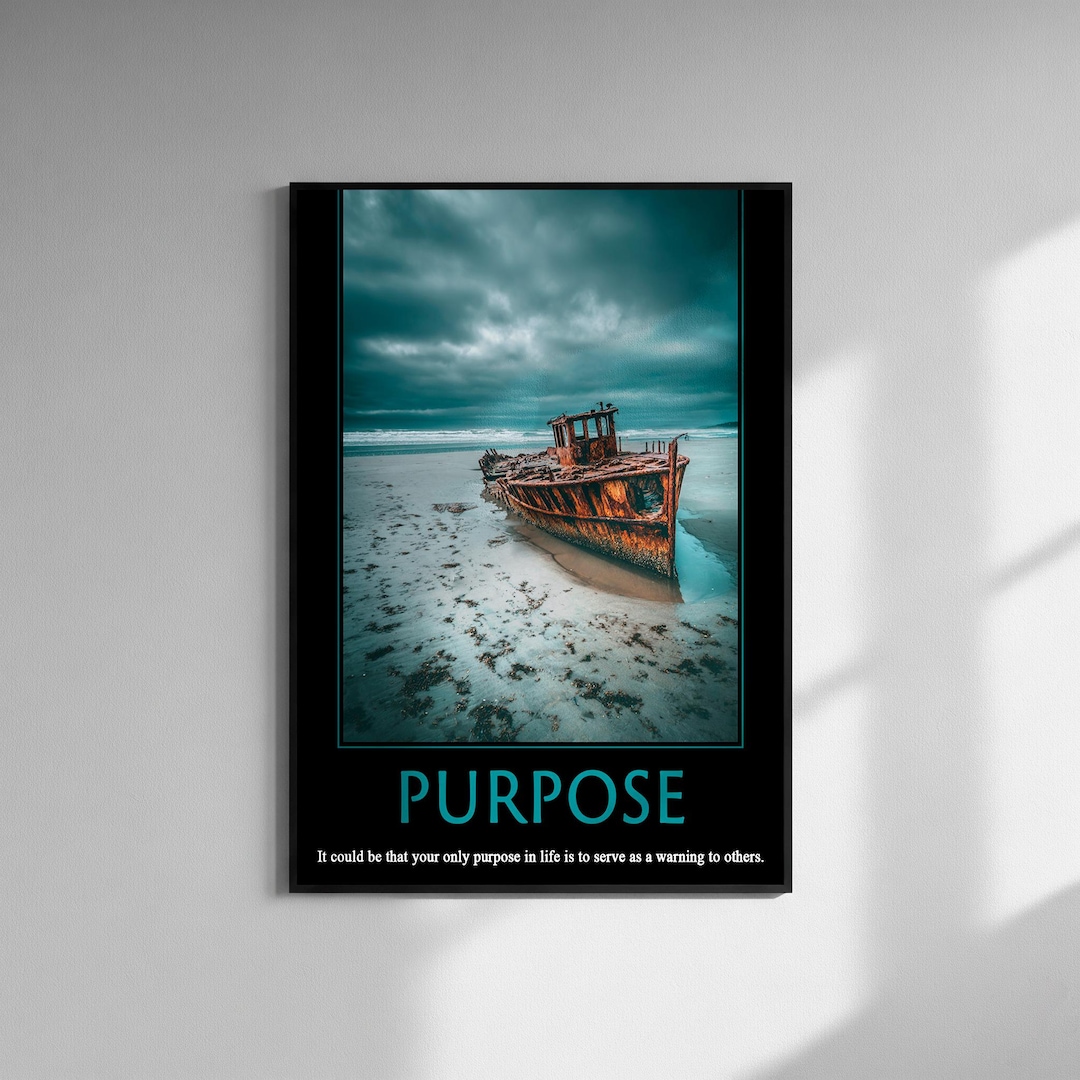 Demotivational Wall Art, Dark Humor Print, Moody Beach Landscape ...