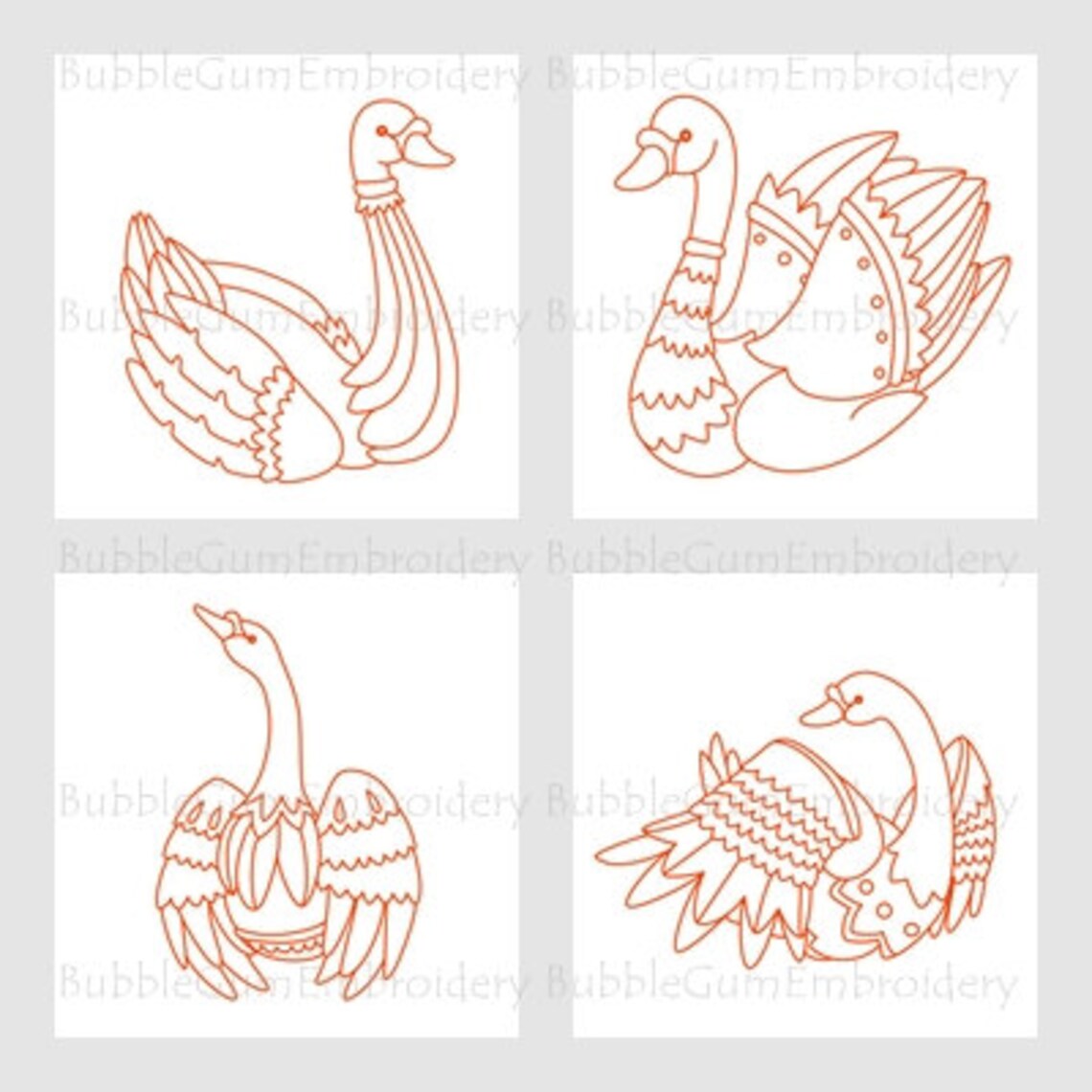 Redwork Swans Embroidery Designs Instant Download - Etsy