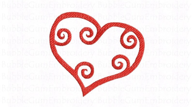 Curly Hearts Embroidery Designs Instant Download | Etsy