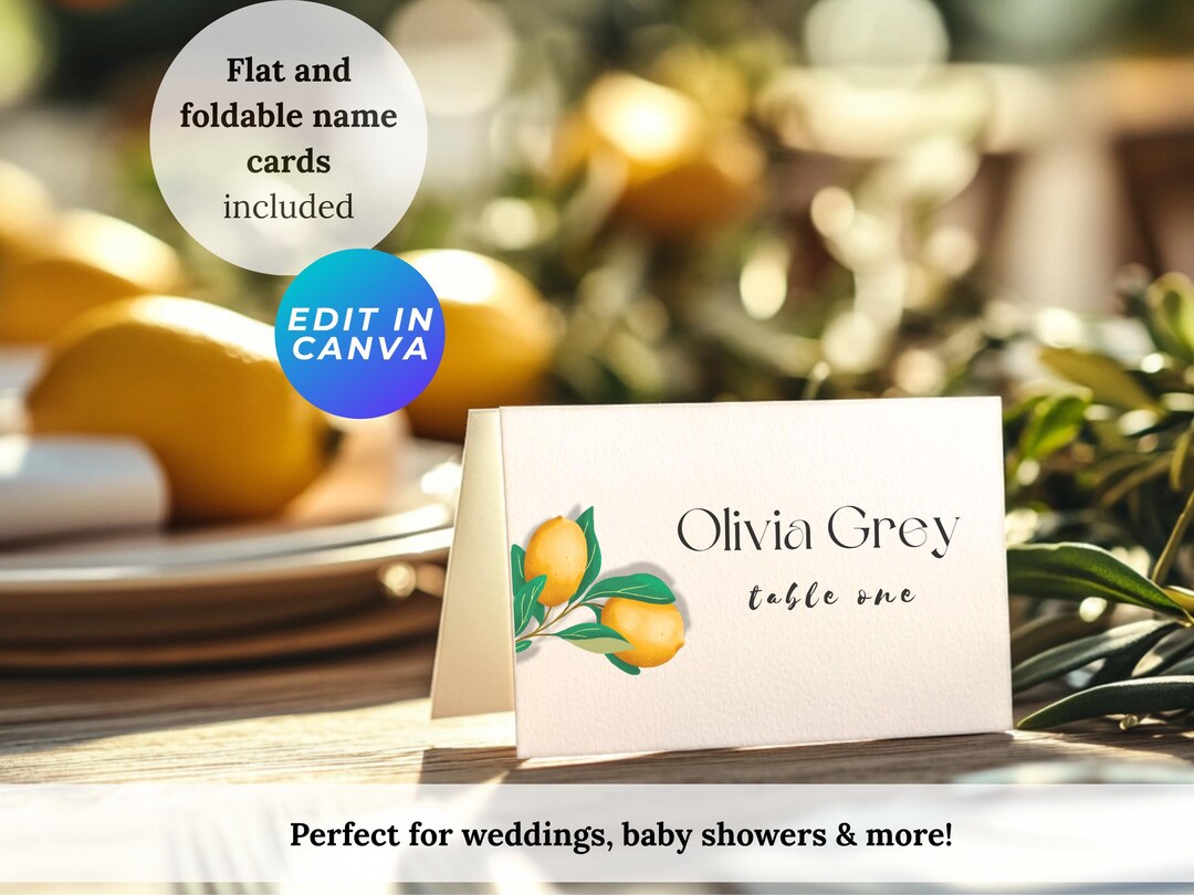 Personalised Place Cards – Foldable & Flat Name Cards – Printable ...