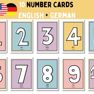 Bilingual Number Flashcards English & German | Stylish Printable PDF ...